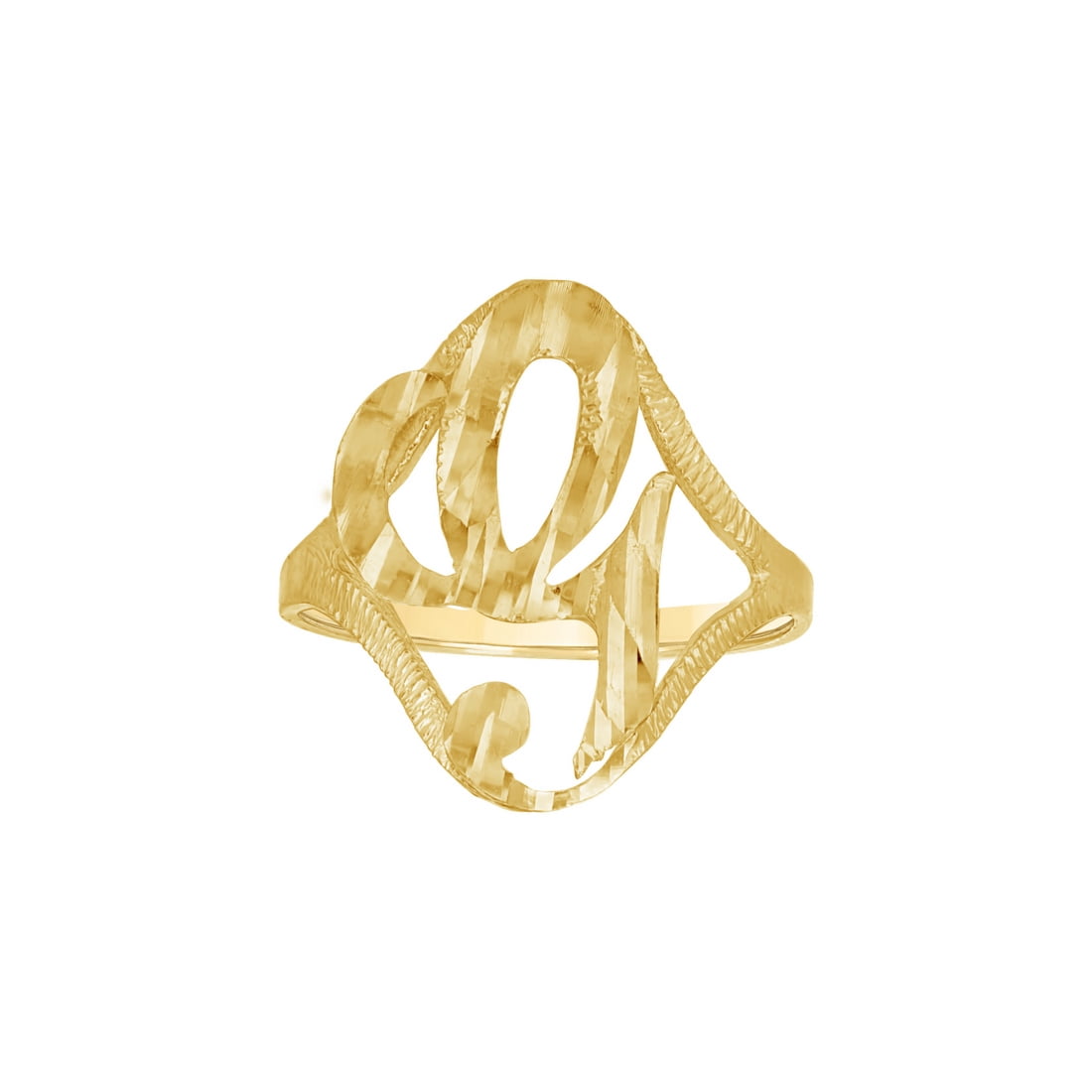 10k Yellow Gold Womens Letter Name Personalized Monogram Initial G Ring ...