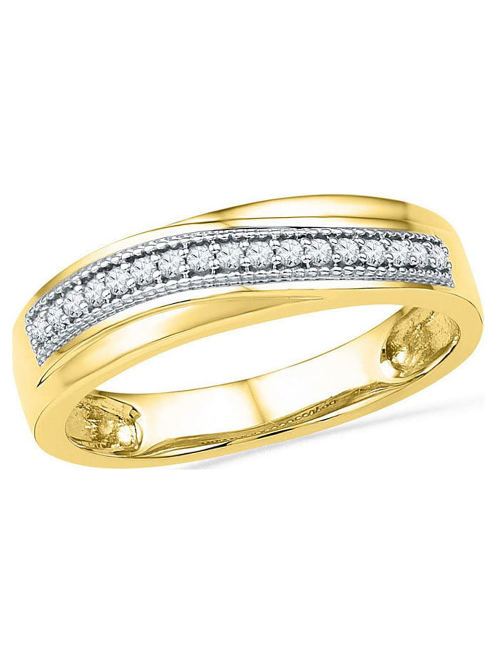 10k Yellow Gold Womens Round Diamond Wedding Anniversary Band 1/6 Cttw ...