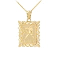 10k Yellow Gold Zodiac Sign Filigree Square Pendant Necklace Libra (16 ...