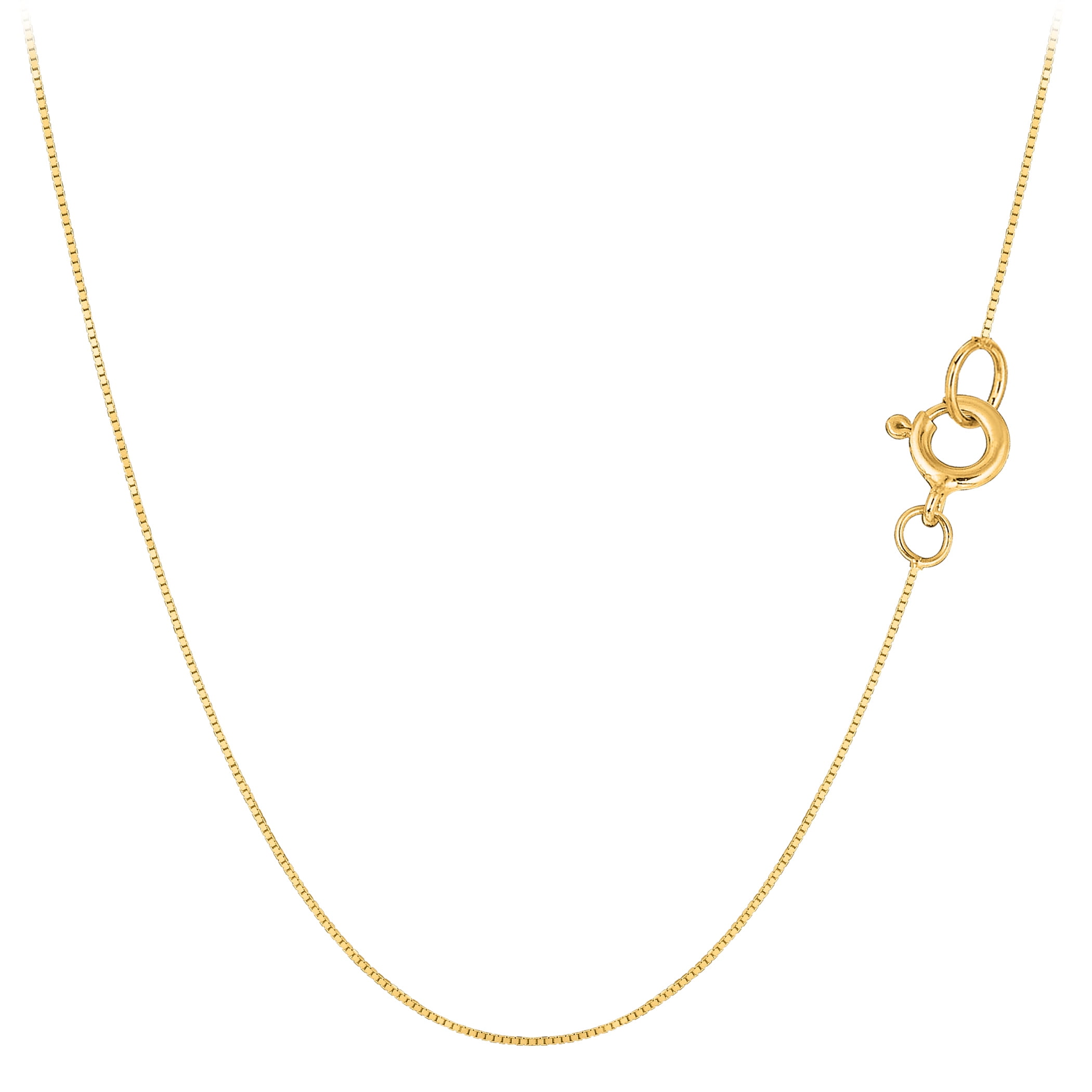 10k Yellow Solid Gold Mirror Box Chain Necklace, 0.45mm, 20" Jewelry ...