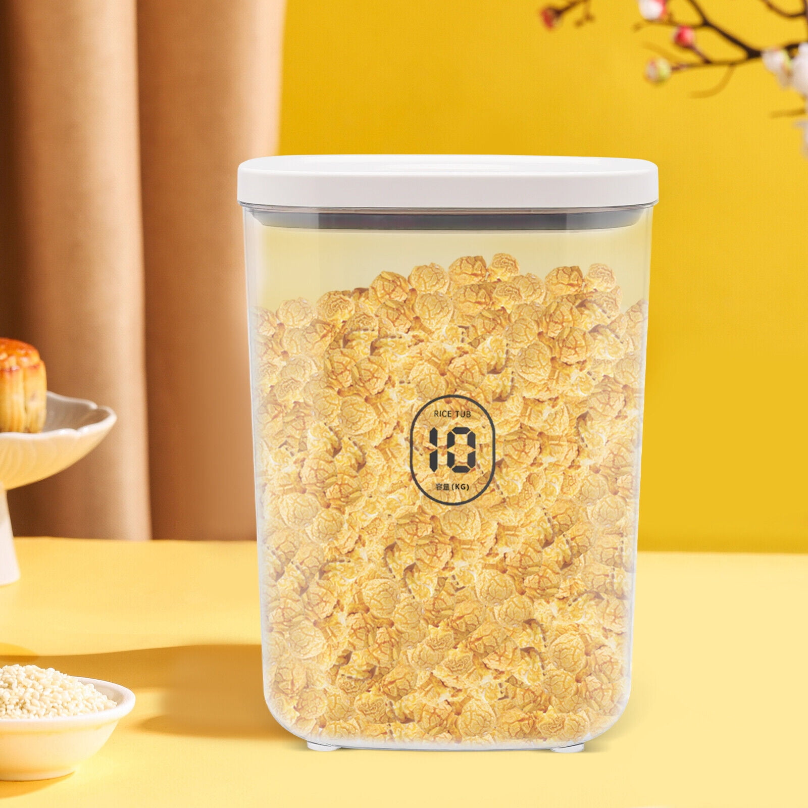 10kg/22.05lbs Kitchen Food Dispenser Tabletop Rectangular Rice ...