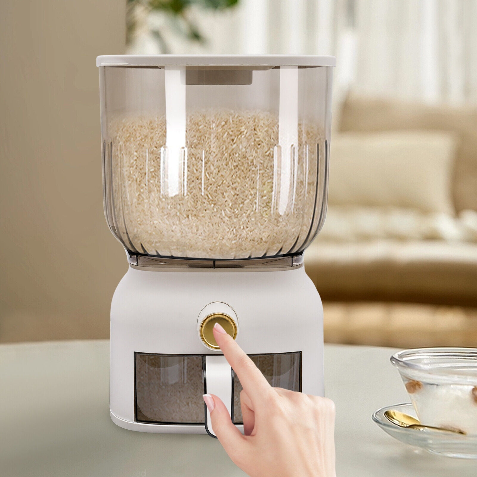 10kg/22 lbs Rice Dispenser,Large Grain Storage Container with Rice Cup ...