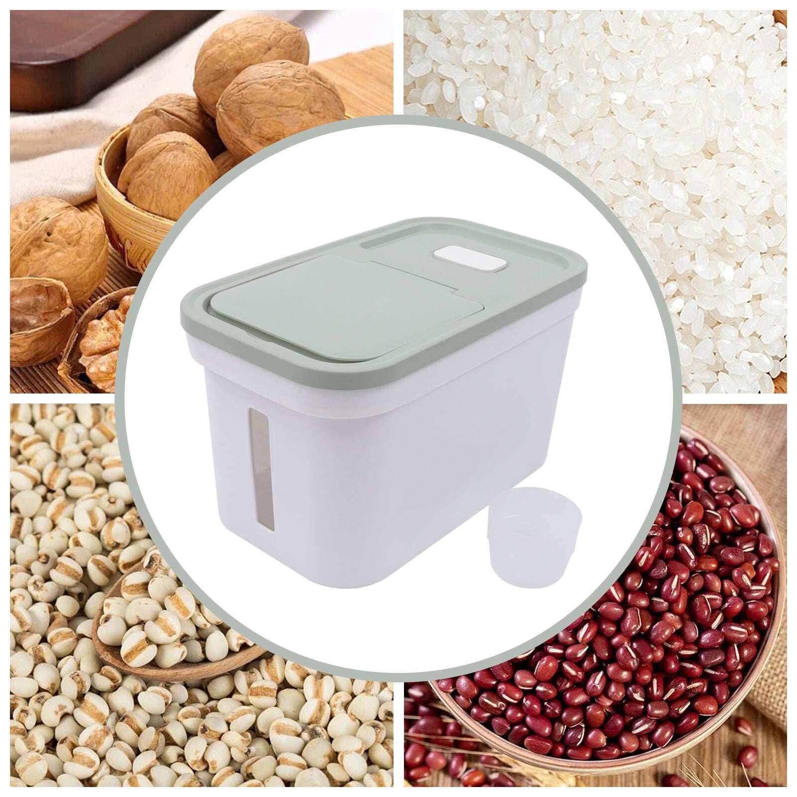 10kg Large Rice Storage Container, Airtight Bulk Food Storage Bin with ...