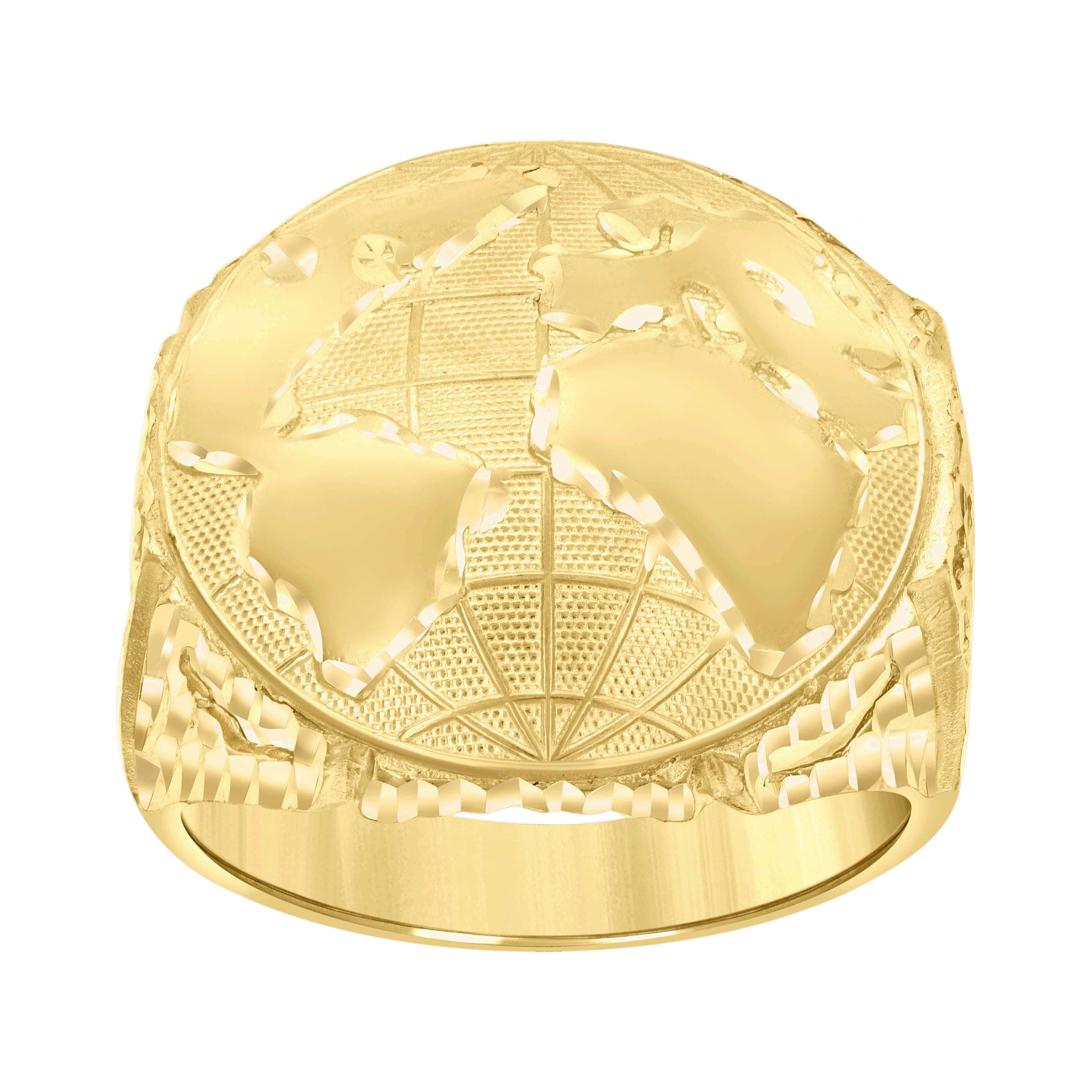 10kt 10k Yellow Gold Mens World Map Globe Maps Ring - Walmart.com