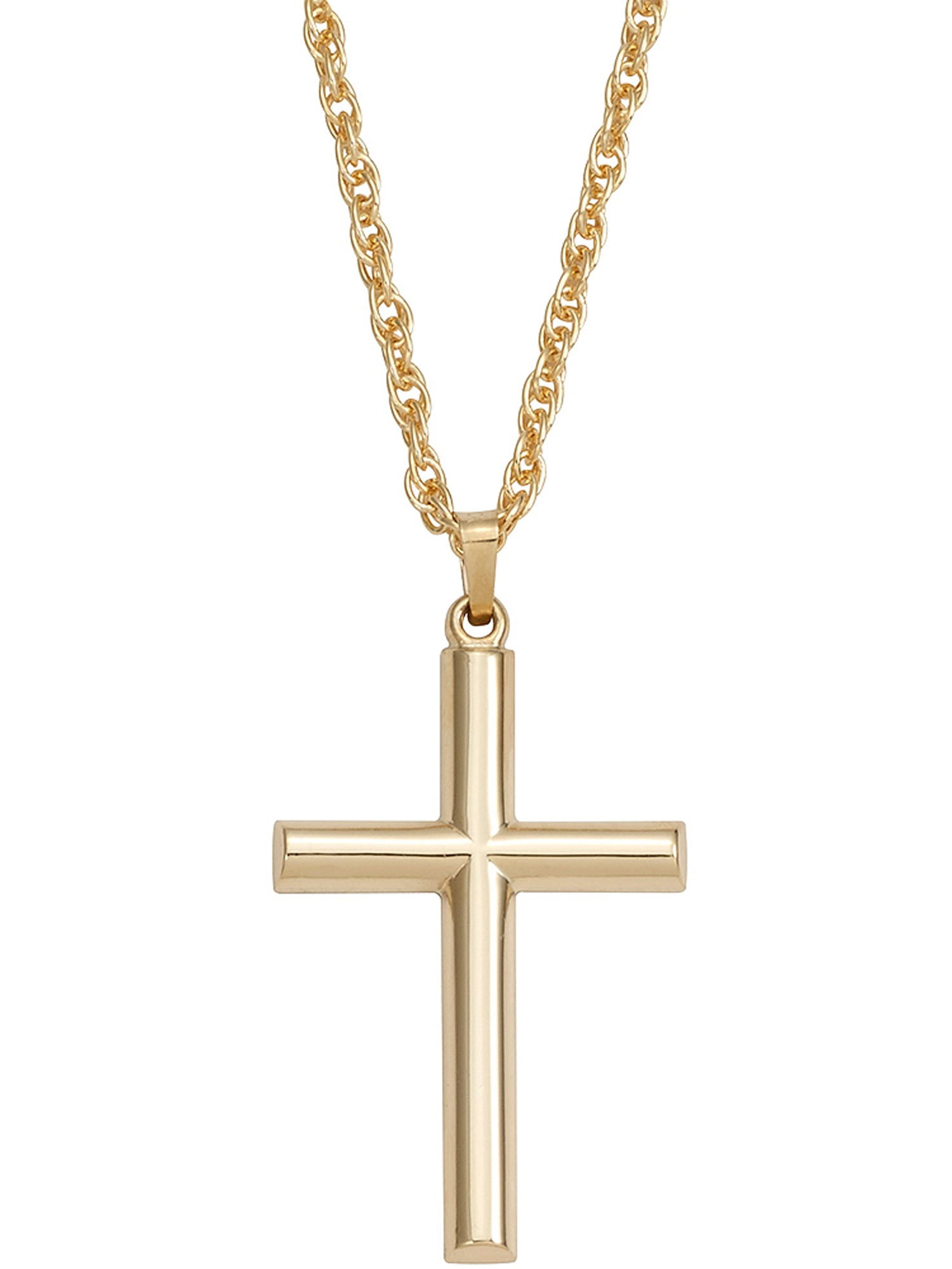 10kt Gold Tube Cross Necklace, 22" - Walmart.com