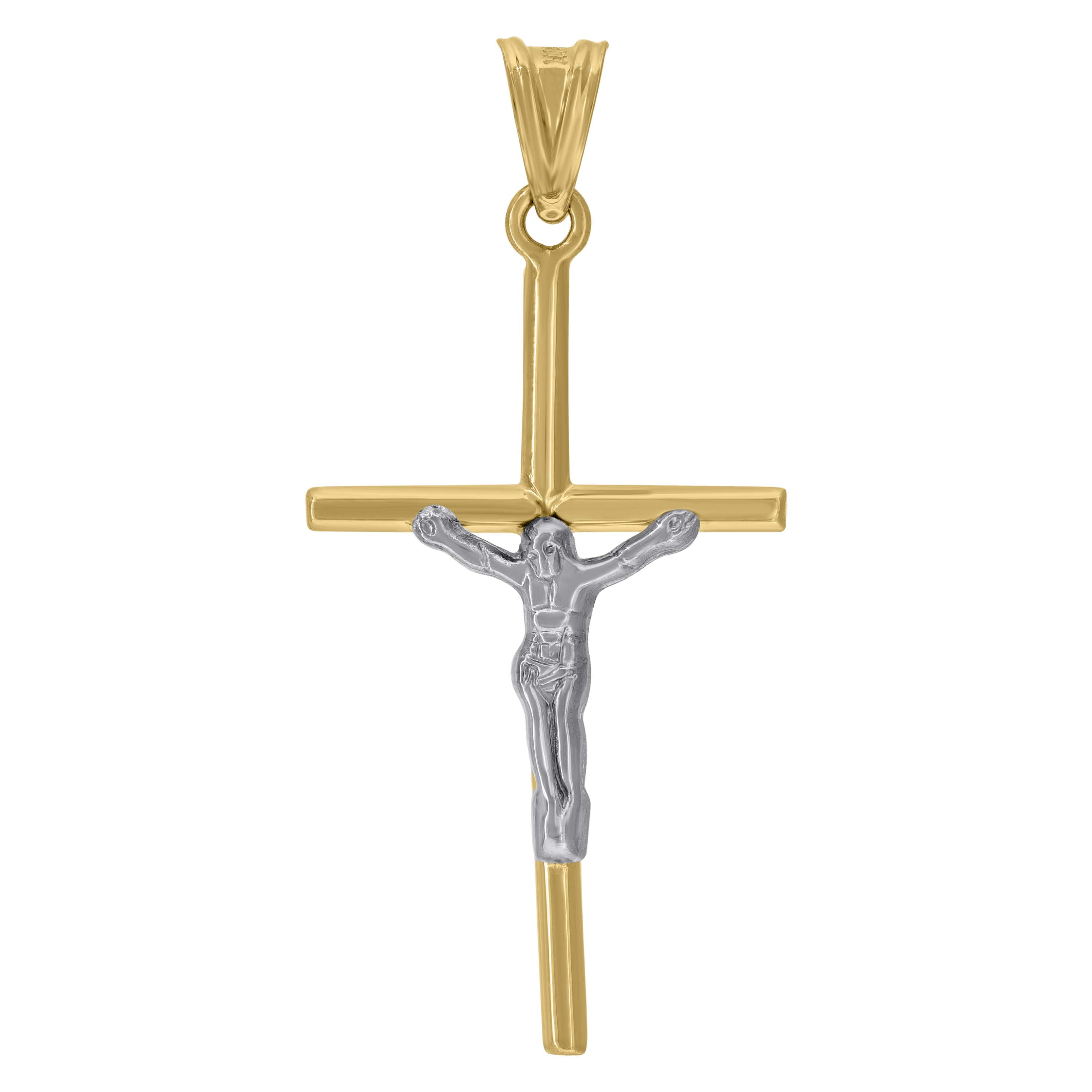 10kt Real Two-Tone Gold Unisex Crucifix Cross Religious Charm Pendant ...