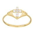 10kt Real Yellow Gold Cz Womens Polished Finish Heart Cross Religious ...