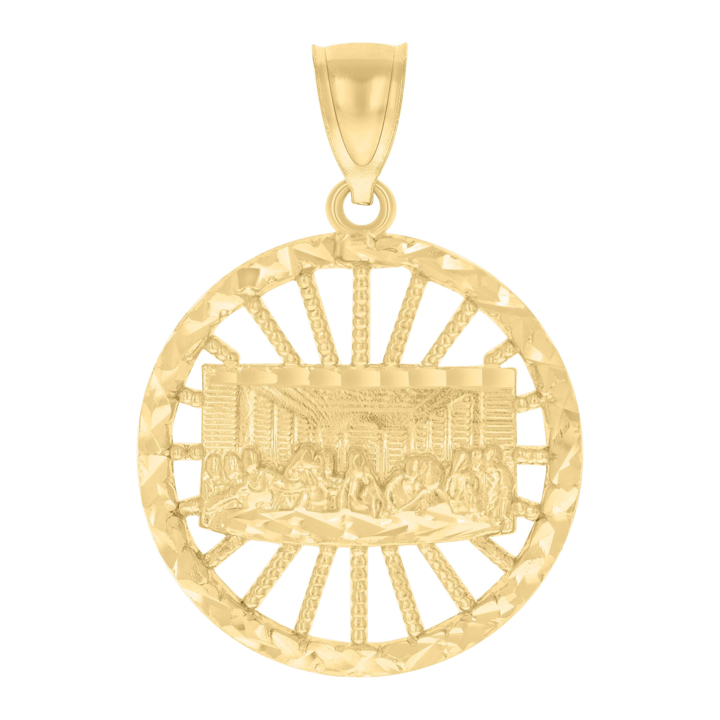 10kt Real Yellow Gold Mens Last Supper Religious Charm Pendant ...