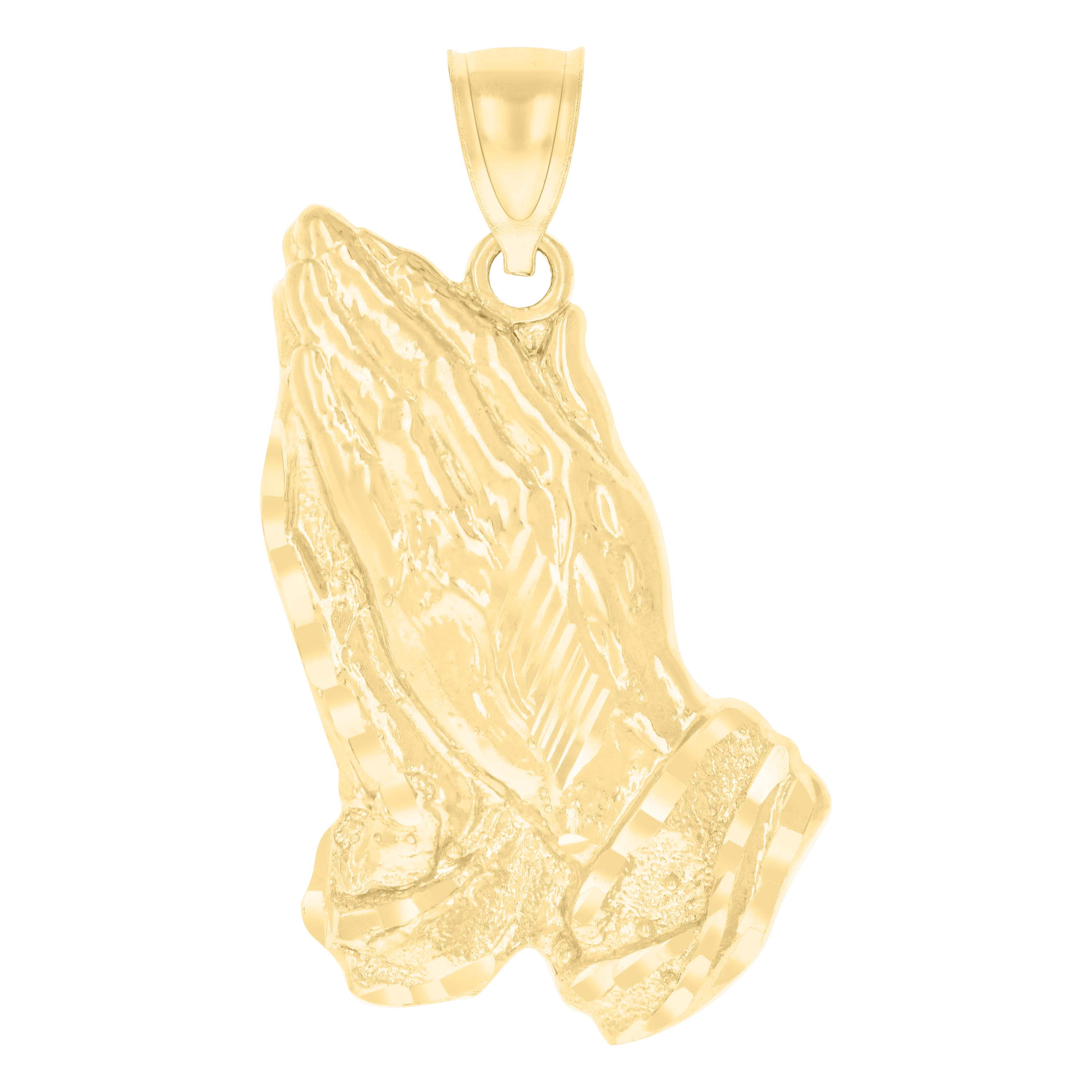 10kt Real Yellow Gold Mens Praying Hands Symbol Religious Charm Pendant ...
