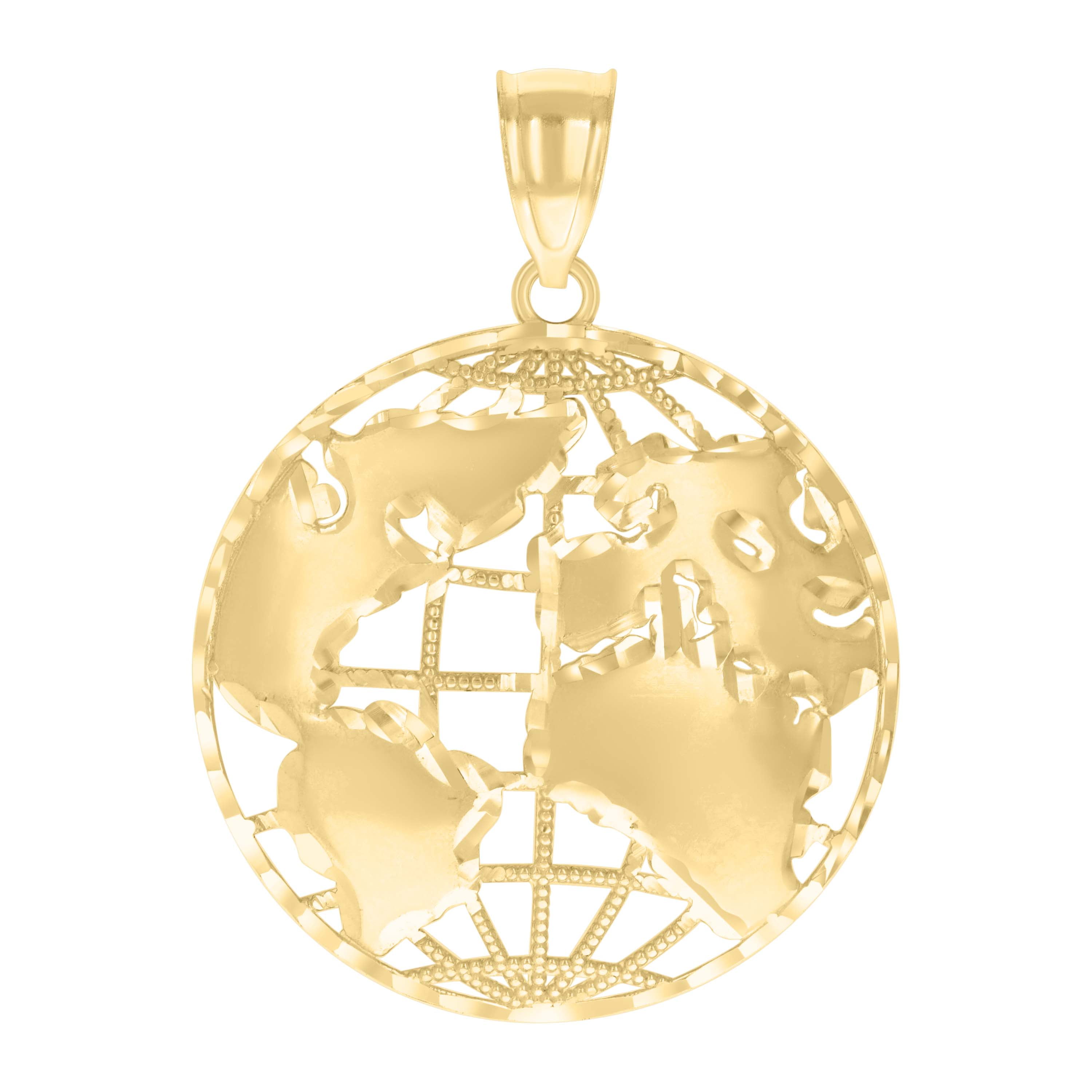 10kt Real Yellow Gold Mens World Map Charm Pendant - Walmart.com
