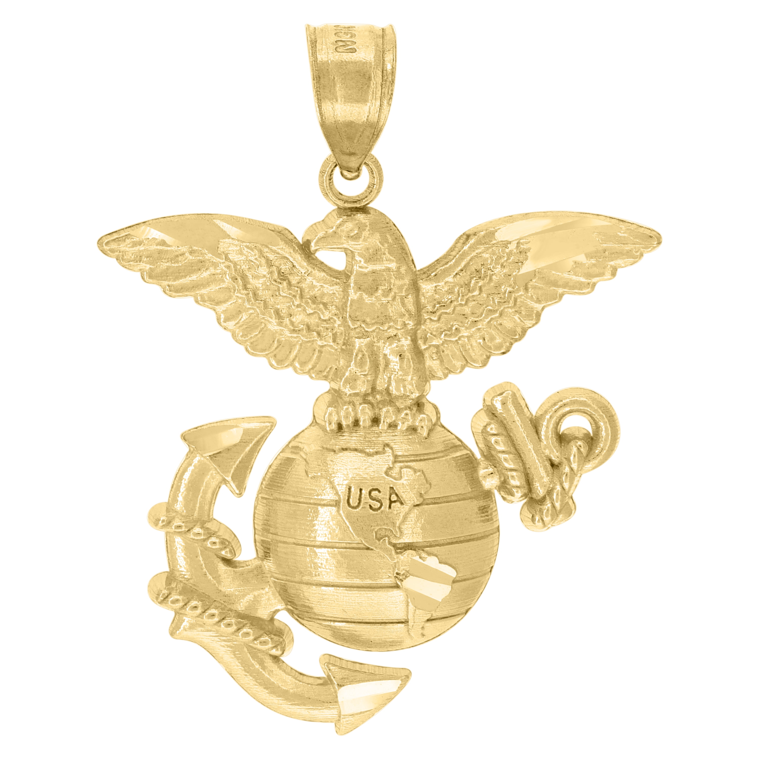 10kt Real Yellow Gold Unisex Us Marine Corps Eagle Globe Anchor Badge ...