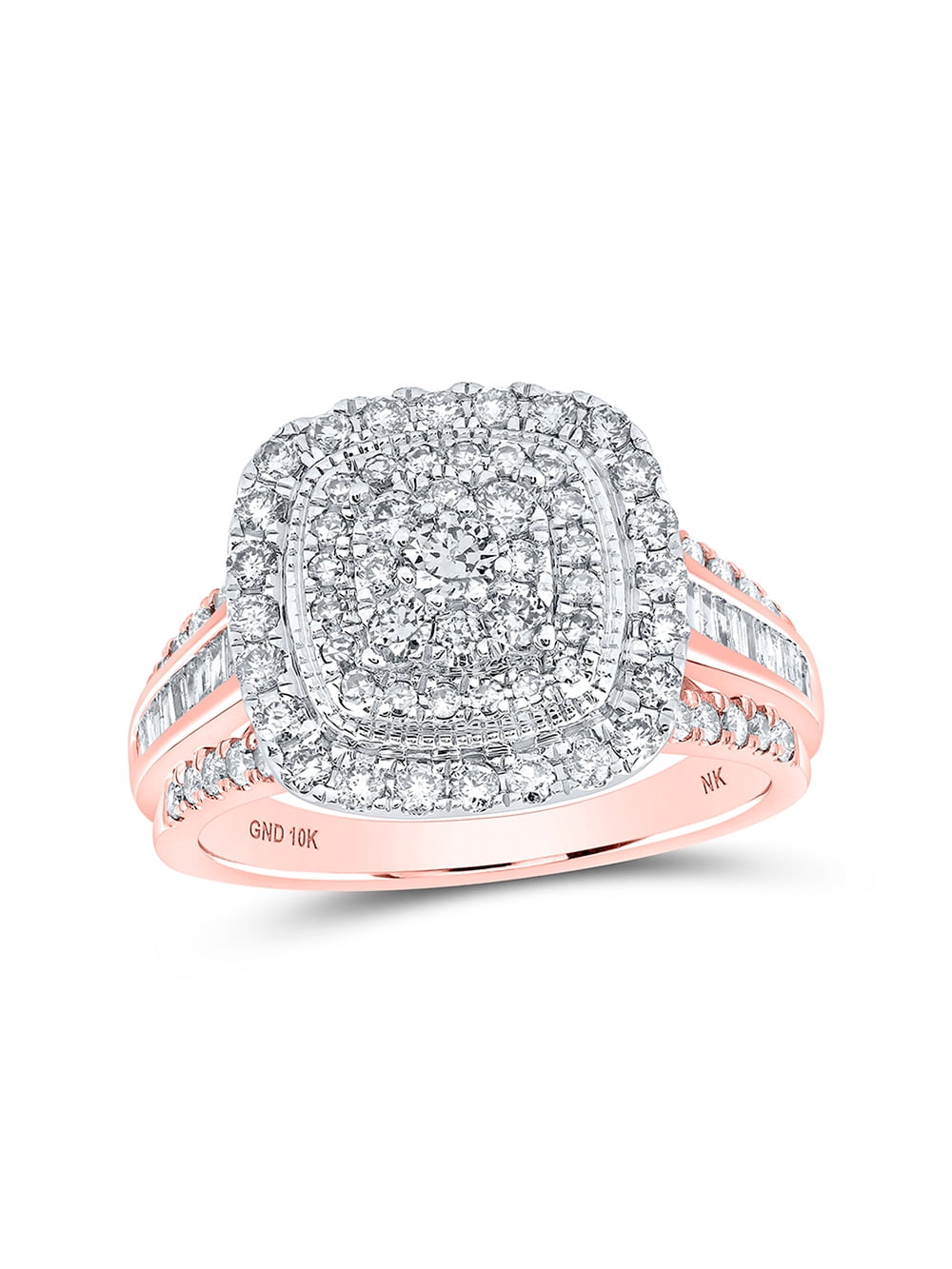 10kt Rose Gold Womens Round Diamond Square Ring 1 Cttw - Walmart.com
