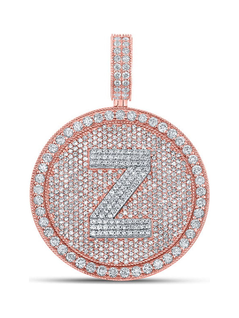 10kt Two-tone Gold Mens Round Diamond Z Initial Letter Charm Pendant 3 ...