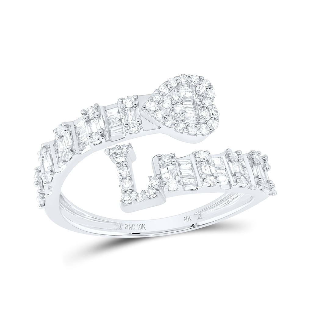 10kt White Gold 1/2 Cttw Natural Diamond Fashion Initial "L" Ladies ...