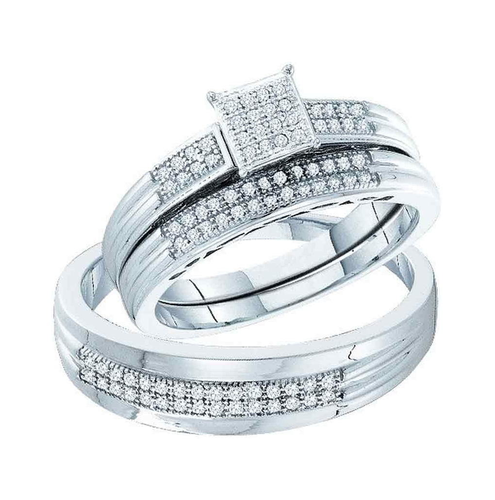 10kt White Gold 1 4ct Diamond Micro Pave Trio Set