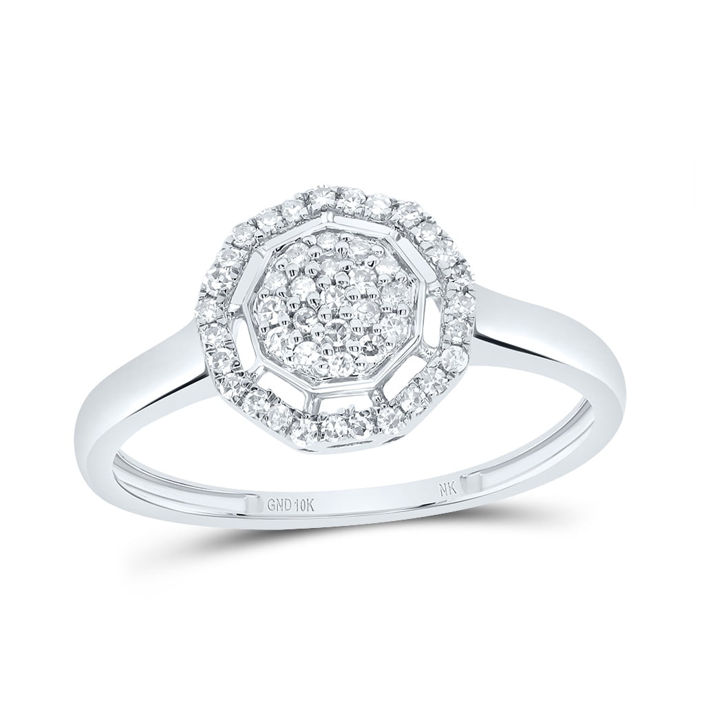 10kt White Gold 1/5 Cttw Diamond Fashion Nonagon Wedding Engagement ...