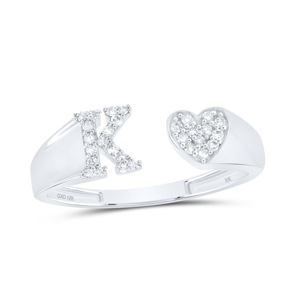 10kt White Gold 1/8 Cttw Natural Diamond Initial "K" Wedding Engagement ...