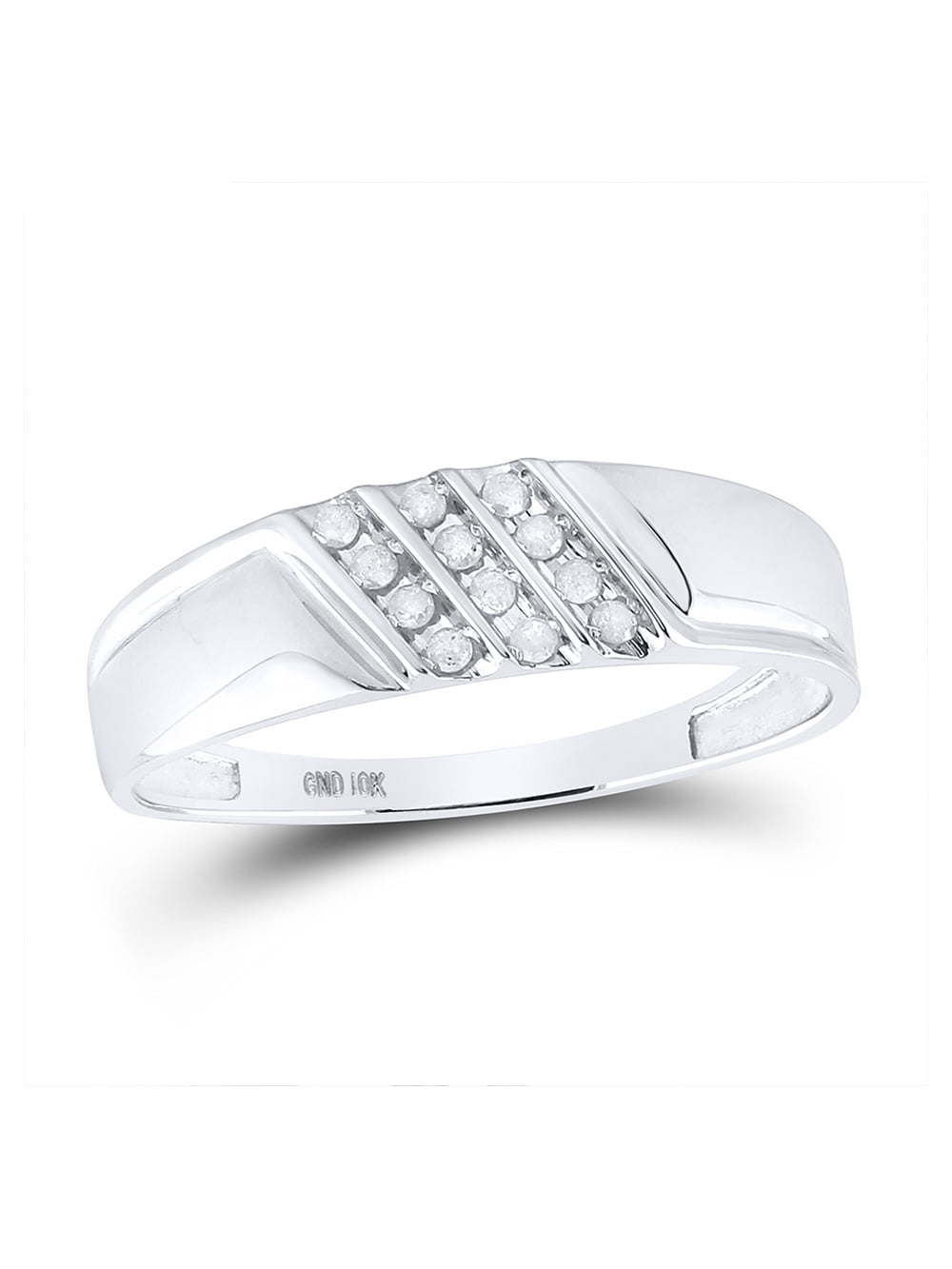 10kt White Gold Mens Round Channel-set Diamond Diagonal Triple Row ...