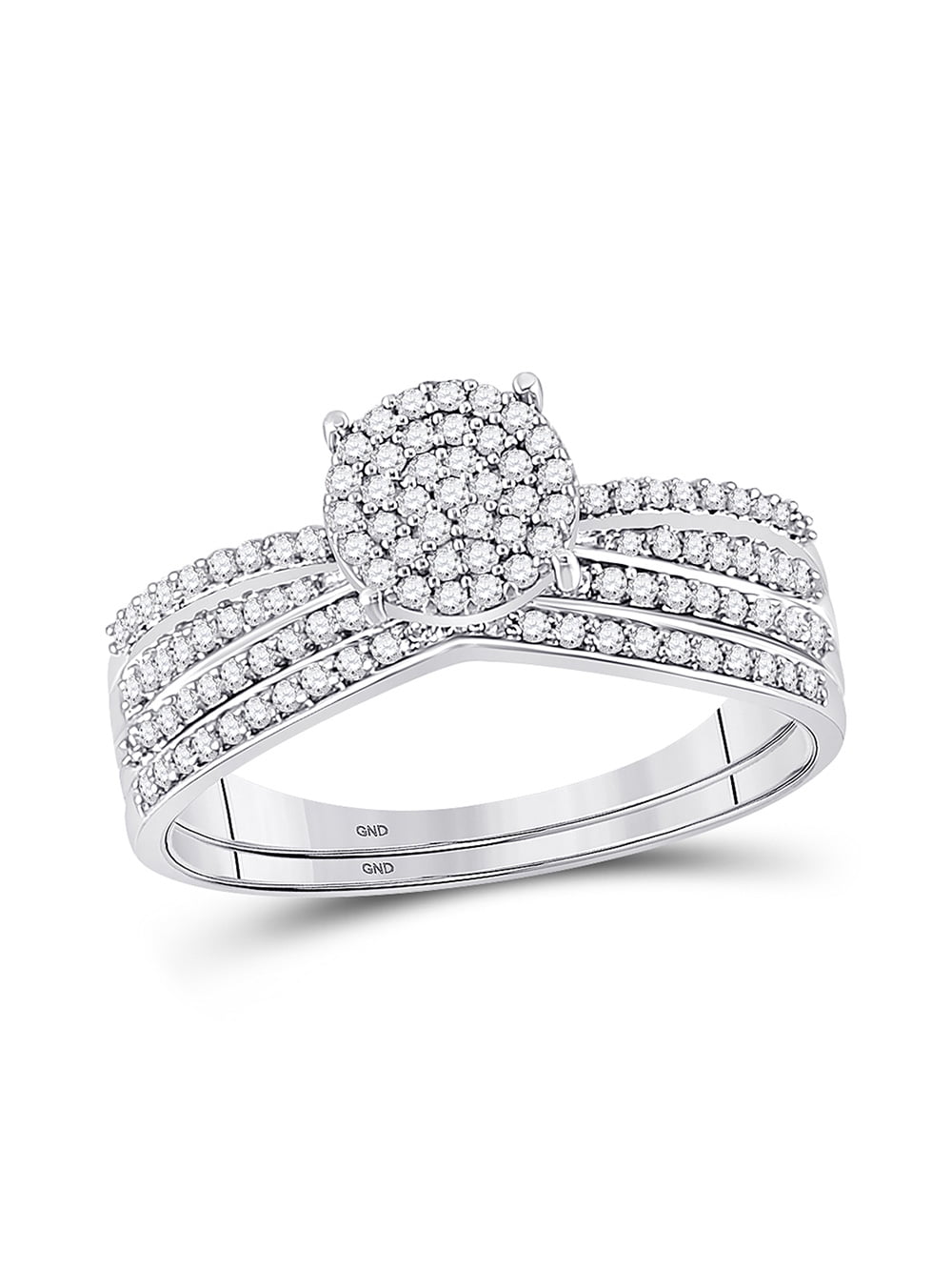 10kt White Gold Round Diamond Bridal Wedding Ring Band Set 1/3 Cttw ...