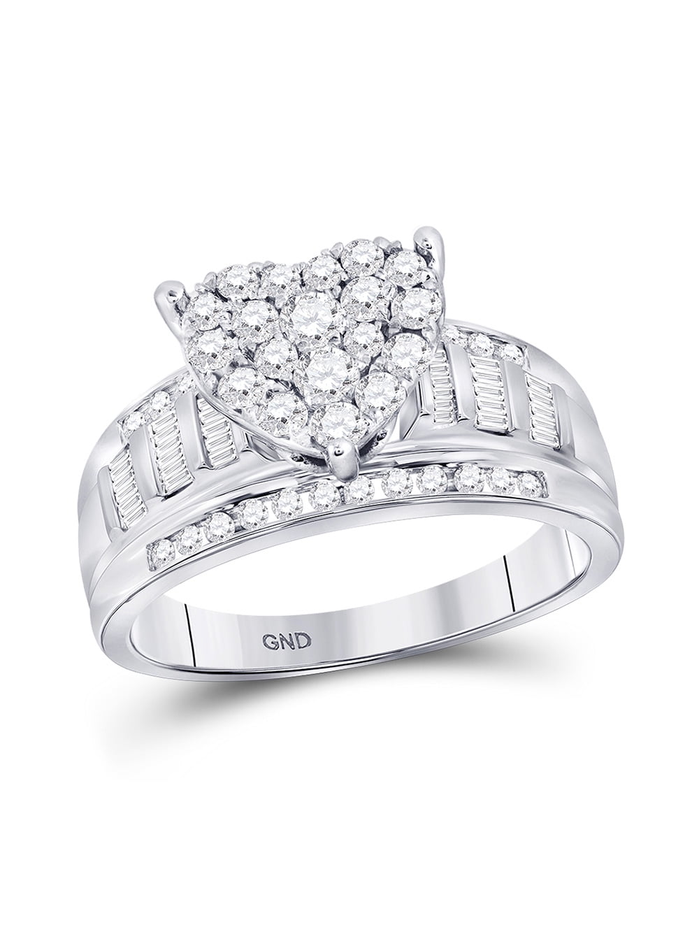 10kt White Gold Round Diamond Heart Bridal Wedding Engagement Ring 1 ...