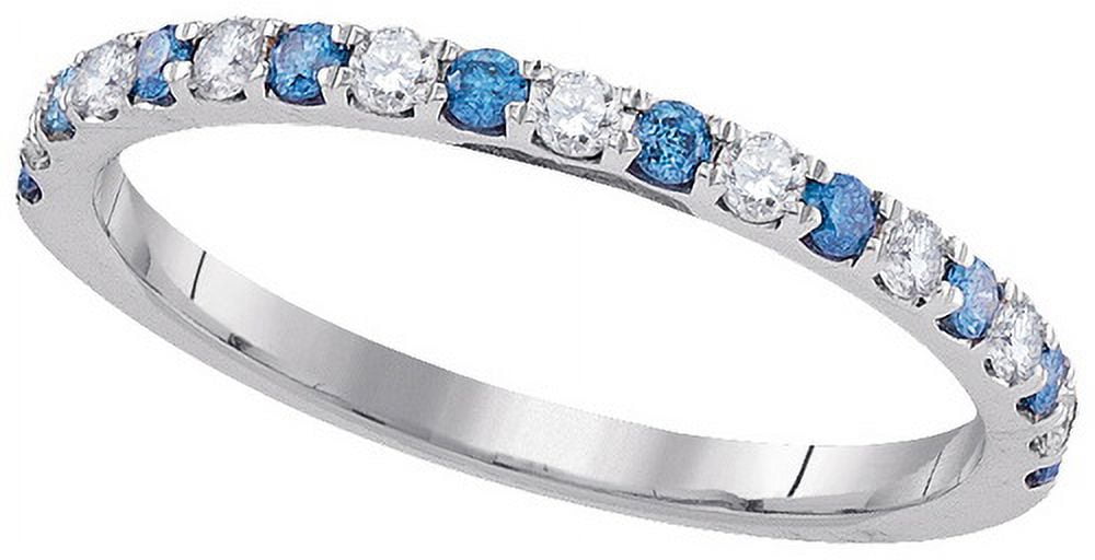 10kt White Gold Womens Color Enhanced Blue Diamond Band 1/3 Cttw ...