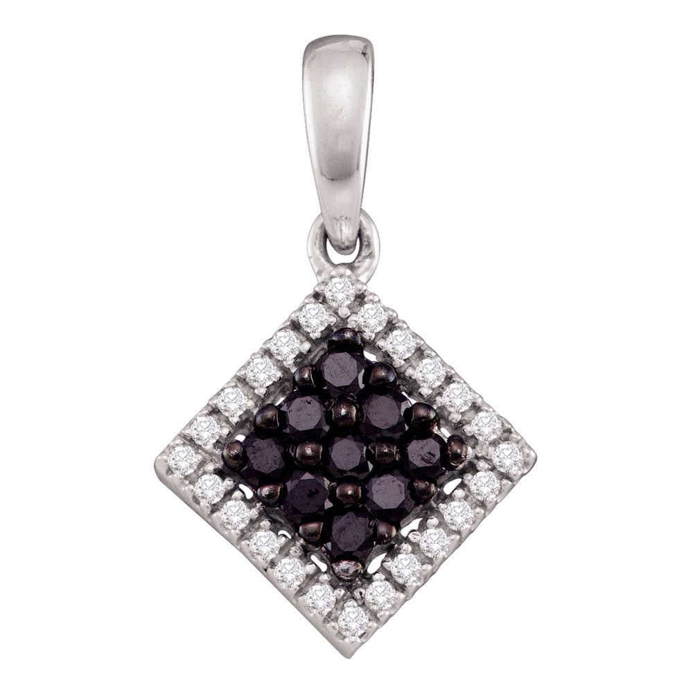 10kt White Gold Womens Round Black Color Enhanced Diamond Diagonal ...