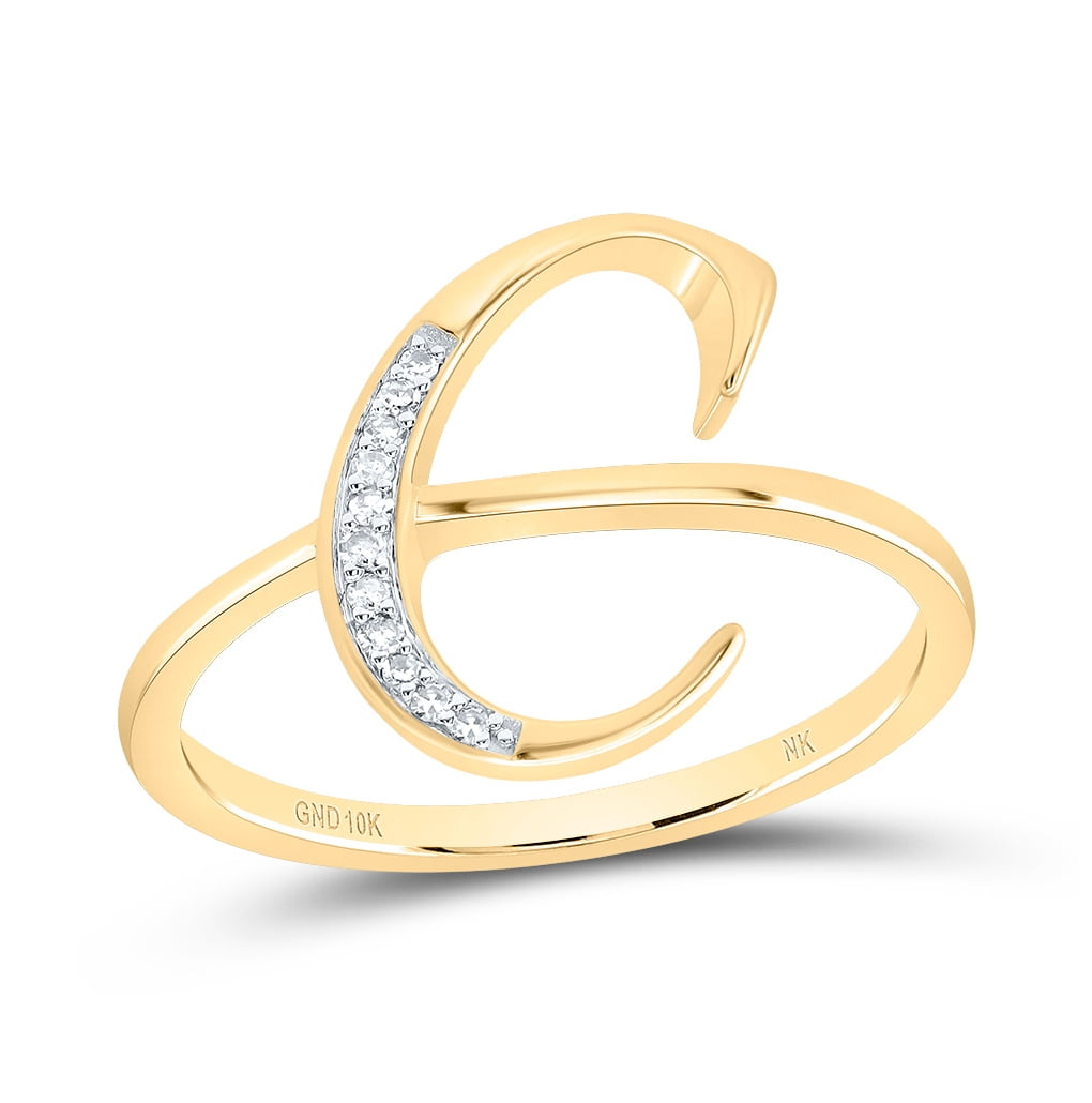 10kt Yellow Gold 1/20 Cttw Diamond Initial "C" Ladies Wedding ...