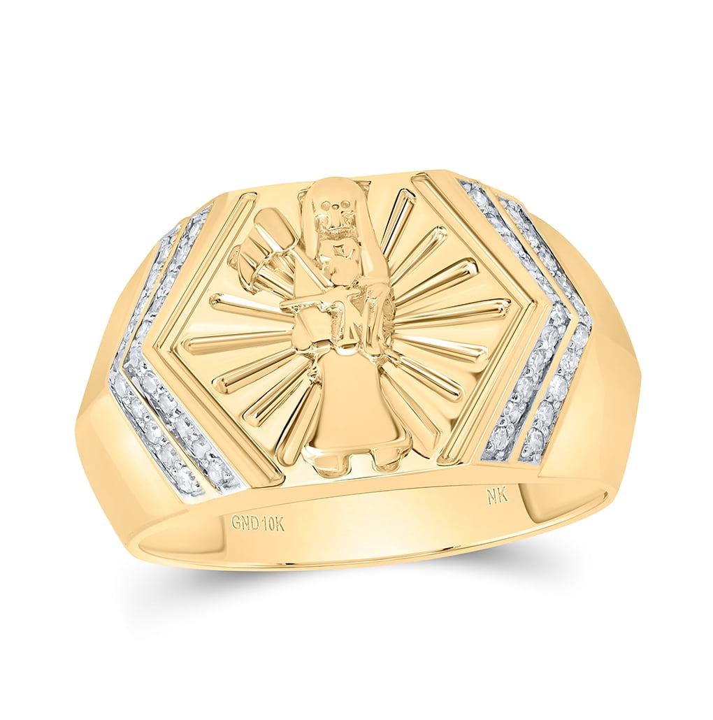 10kt Yellow Gold 1/4 Cttw Diamond Mens Ring, Men Size: 8-12 - Walmart.com