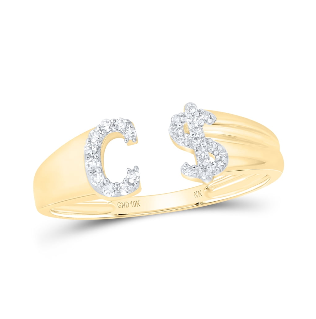10kt Yellow Gold 1/8 Cttw Natural Diamond Initial "C" Ladies Dollar ...