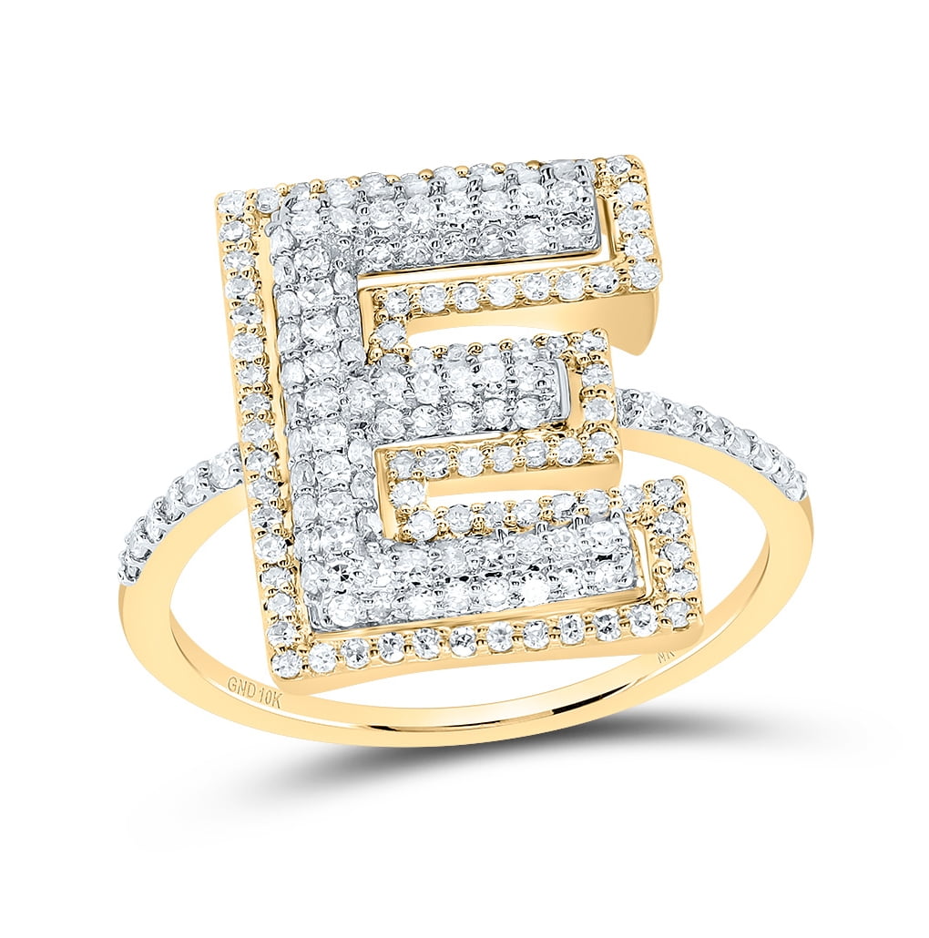 10kt Yellow Gold 5/8 Cttw Diamond Fashion Initial "E" Ladies Wedding ...