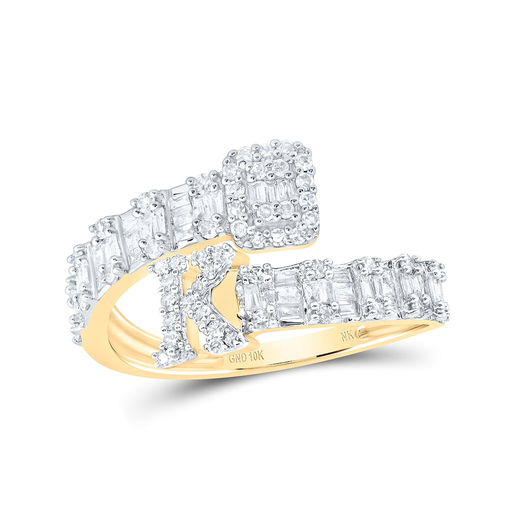 10kt Yellow Gold 5/8 Cttw Natural Diamond Fashion Initial "K" Ladies ...