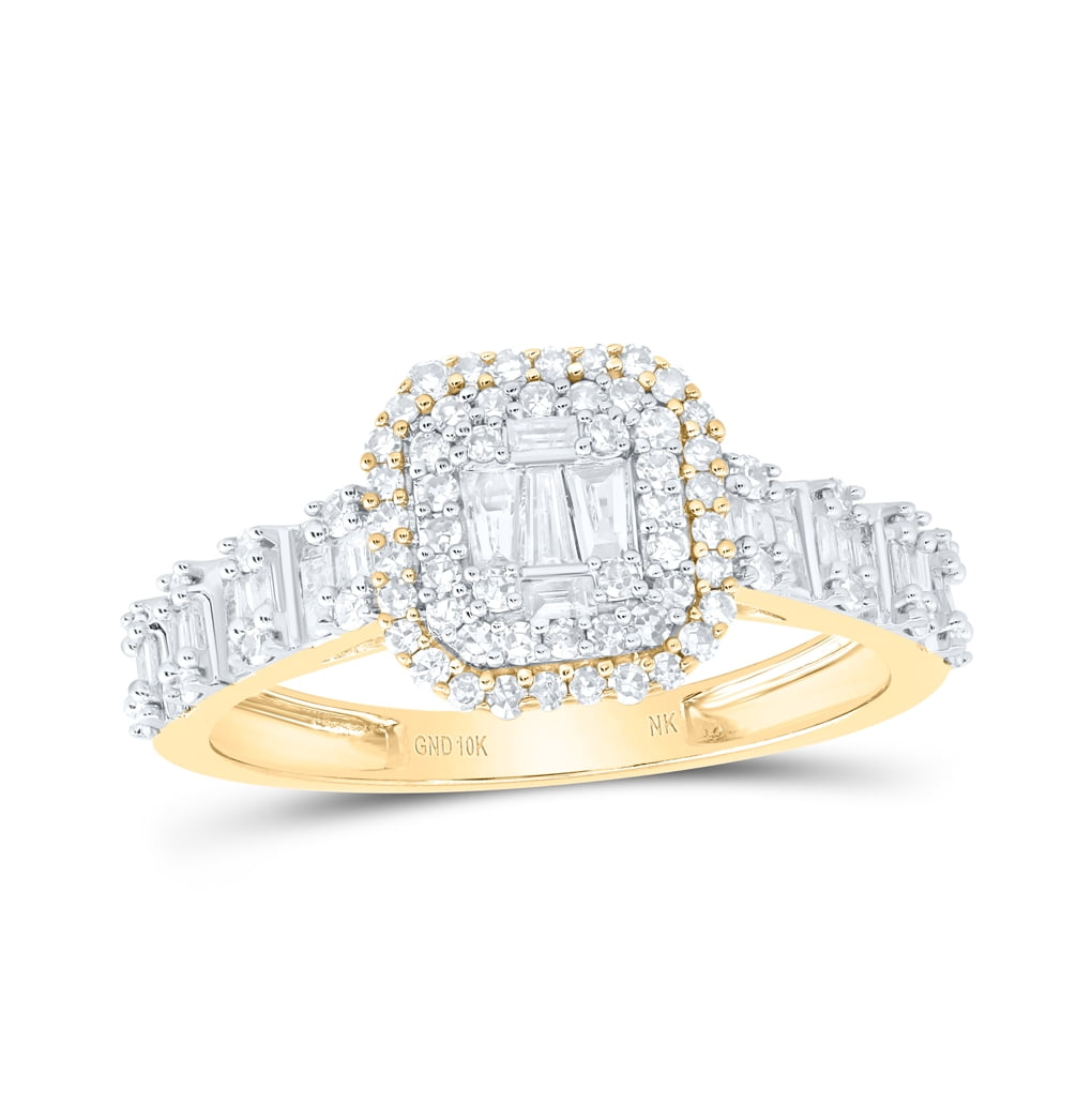 10kt Yellow Gold 5/8 Cttw Natural Diamond Fashion Octagon Ladies ...
