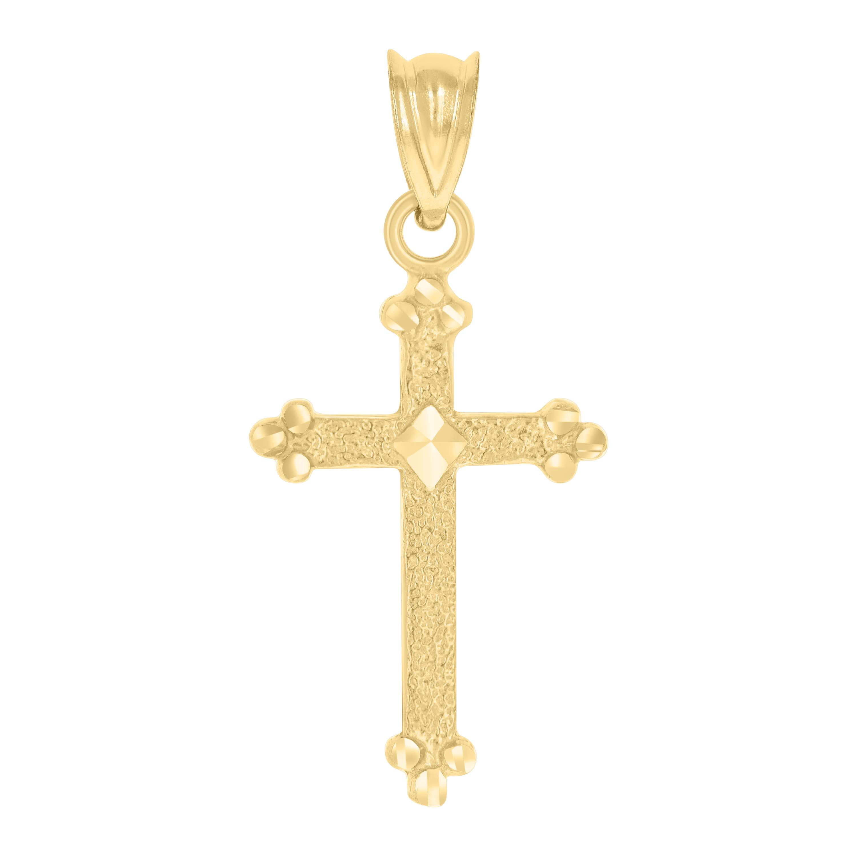 10kt Yellow Gold Diamond-Cut Womens Cross Religious Charm Pendant ...