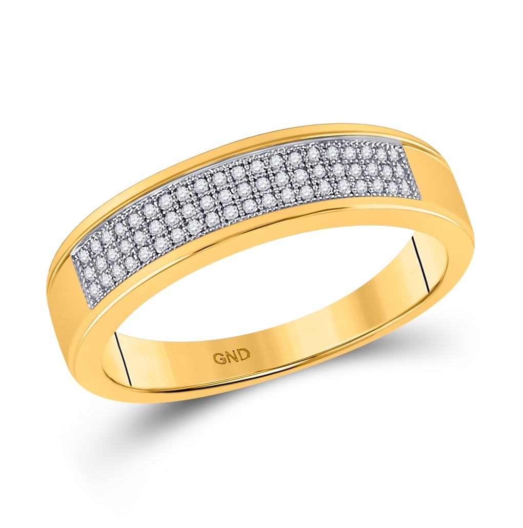 10kt Yellow Gold His & Hers Round Diamond Square Cluster Matching ...