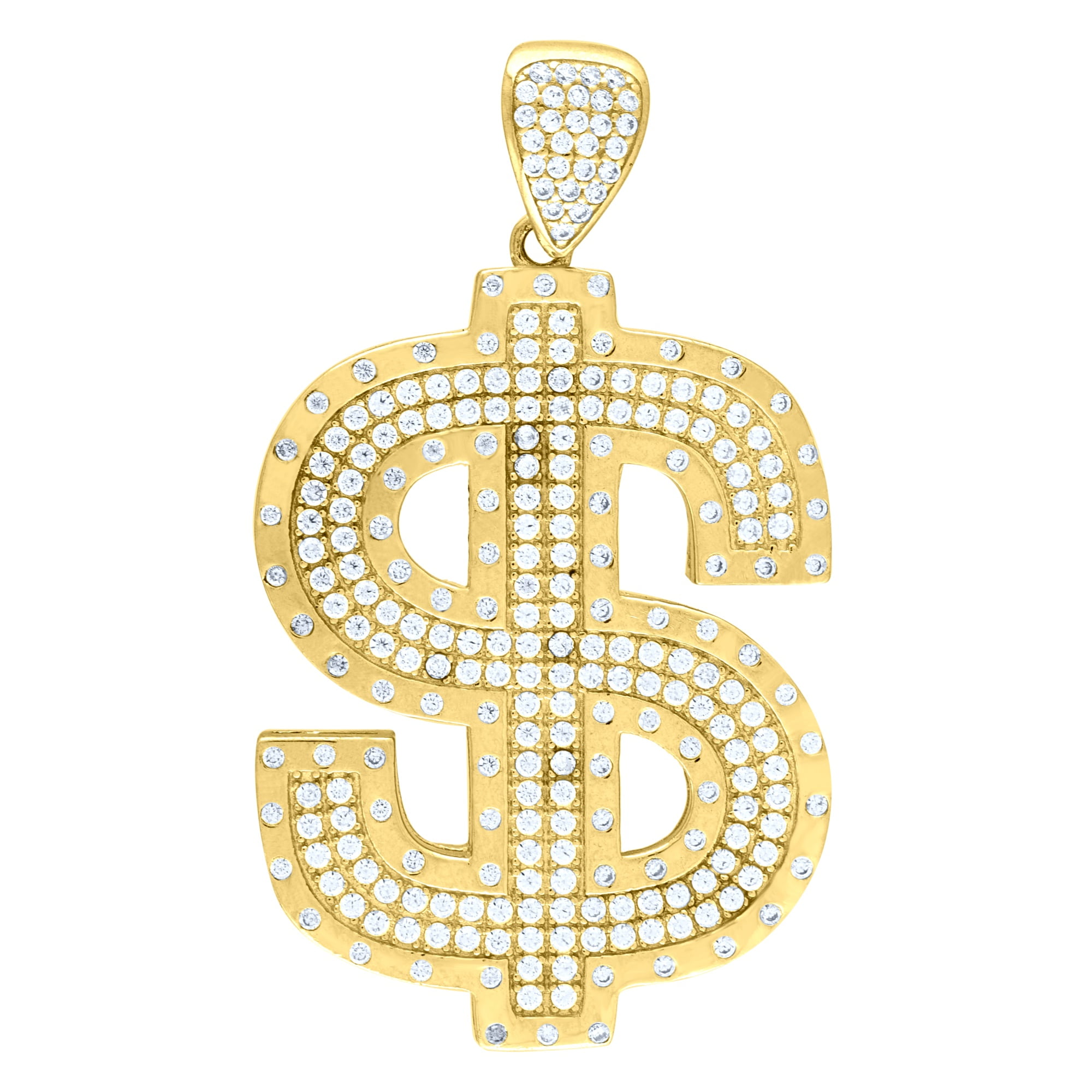 10k 10Kt Yellow Gold Mens Cubic Zirconia Dollar Sign Charm Pendant ...