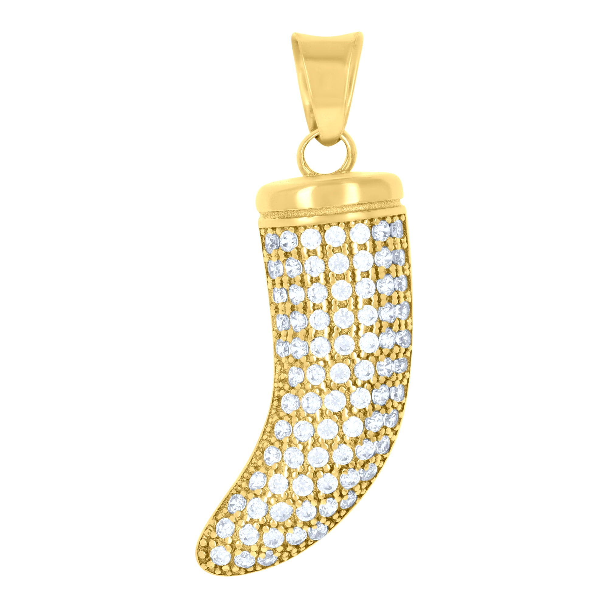 10kt Yellow Gold Mens Cubic-Zirconia Tusk Shape Good Luck Charm Pendant ...
