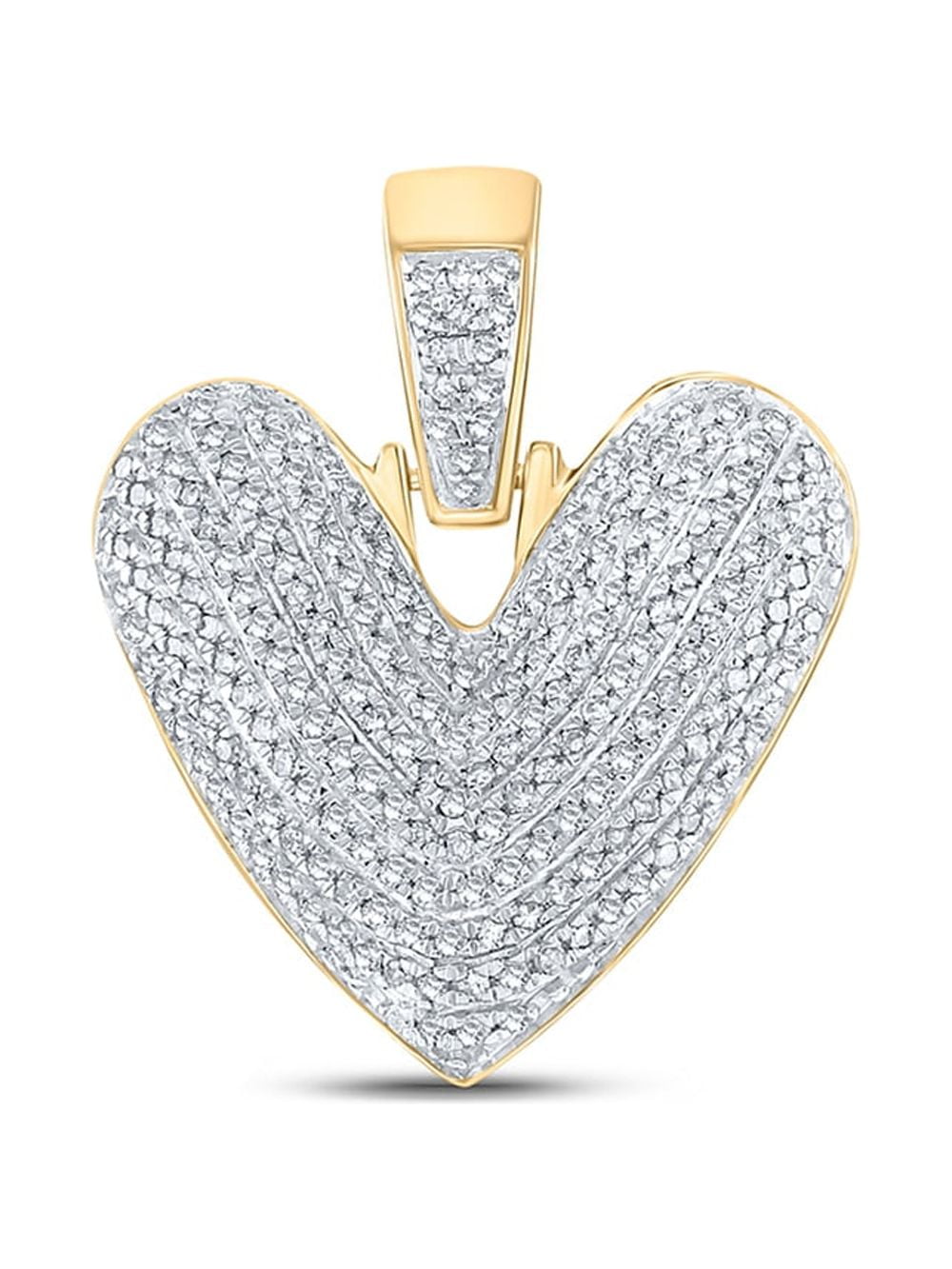 10kt Yellow Gold Mens Round Diamond Bubble V Letter Charm Pendant 5/8 ...