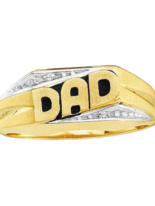 10kt Yellow Gold Mens Round Diamond Dad Father Band Ring .01 Cttw - Walmart.com