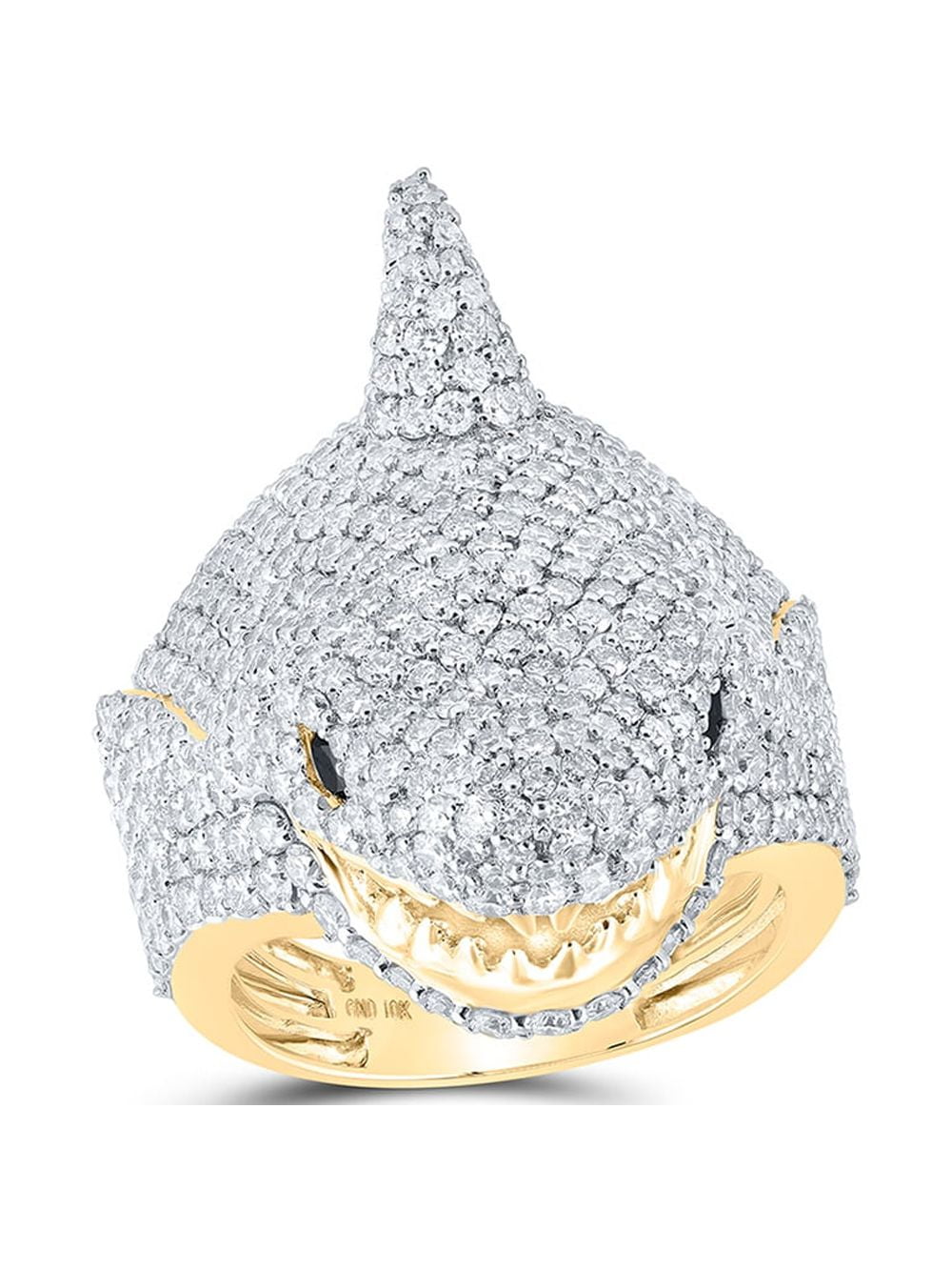 10kt Yellow Gold Mens Round Diamond Shark Pinky Ring 7-1/4 Cttw ...