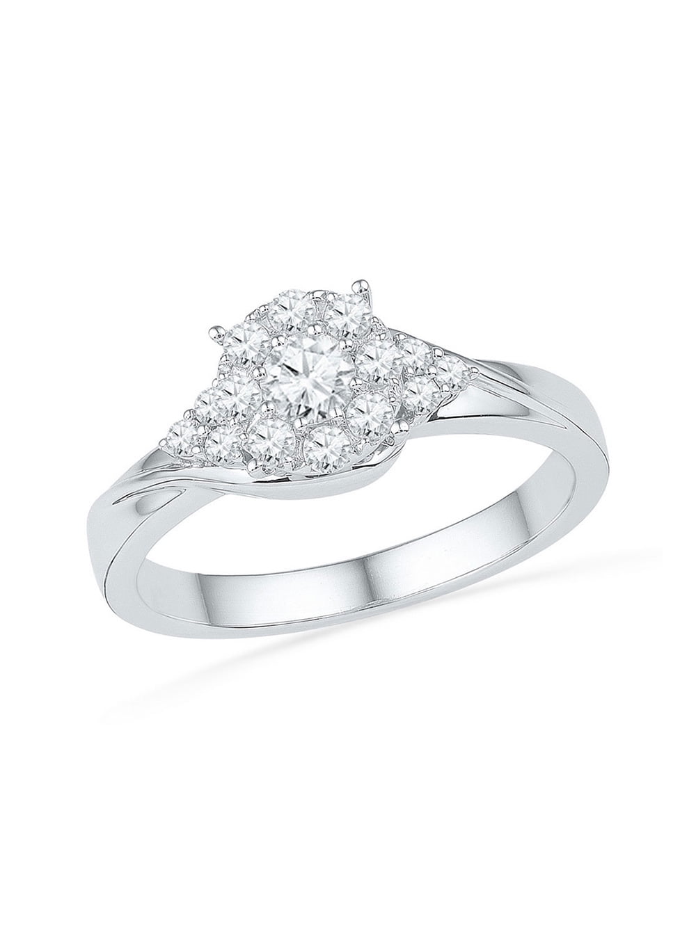 10kt Yellow Gold Round Diamond Cluster Bridal Wedding Engagement Ring 1 ...