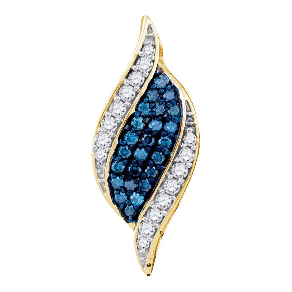 10kt Yellow Gold Womens Color Enhanced Blue Diamond Fashion Fashion ...