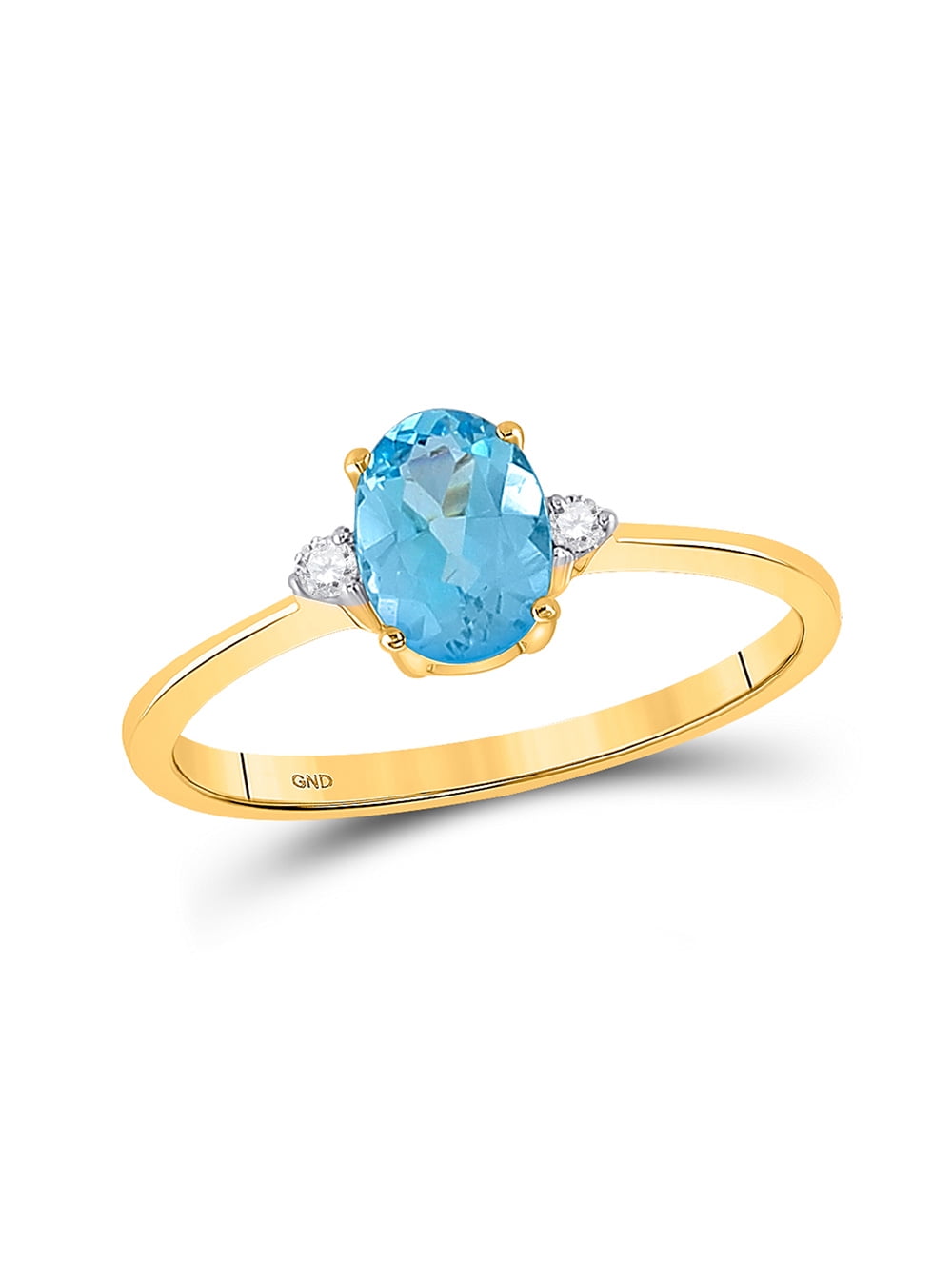 10kt Yellow Gold Womens Oval Lab-Created Blue Topaz Solitaire Diamond ...