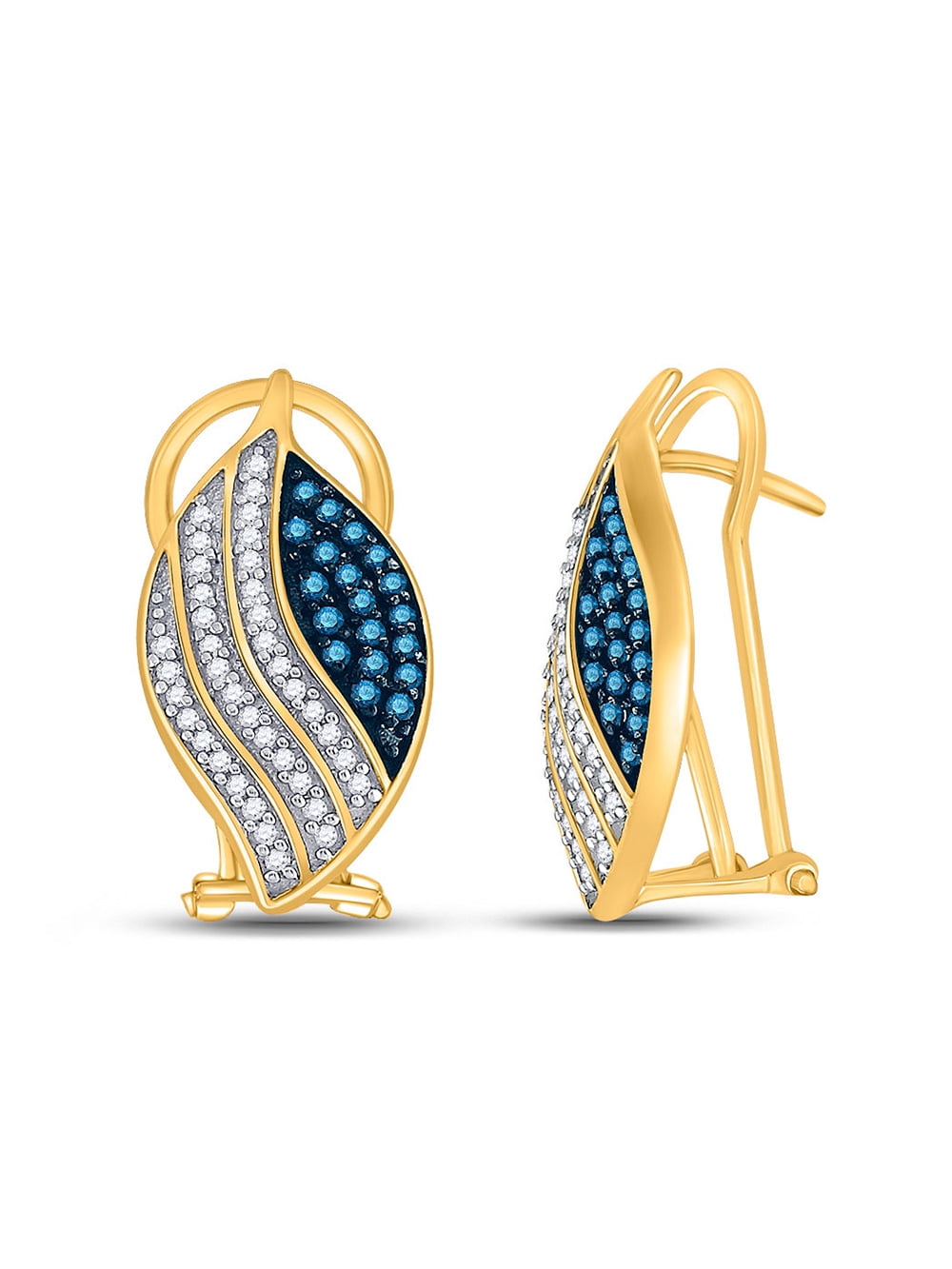 10kt Yellow Gold Womens Round Blue Color Enhanced Diamond Fashion ...