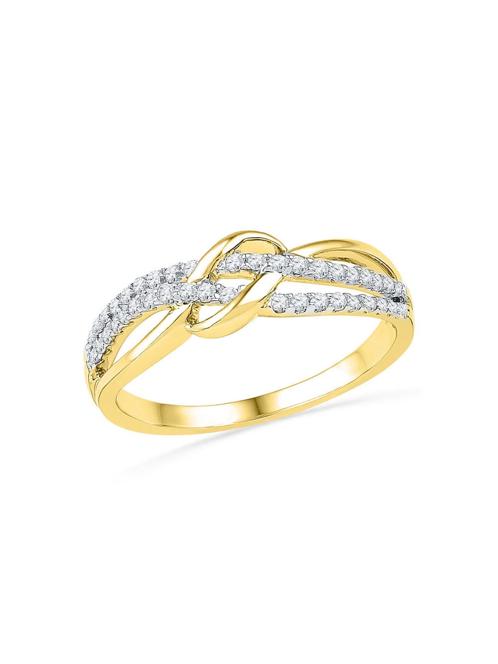 10kt Yellow Gold Womens Round Diamond Crossover Band Ring 1/5 Cttw ...