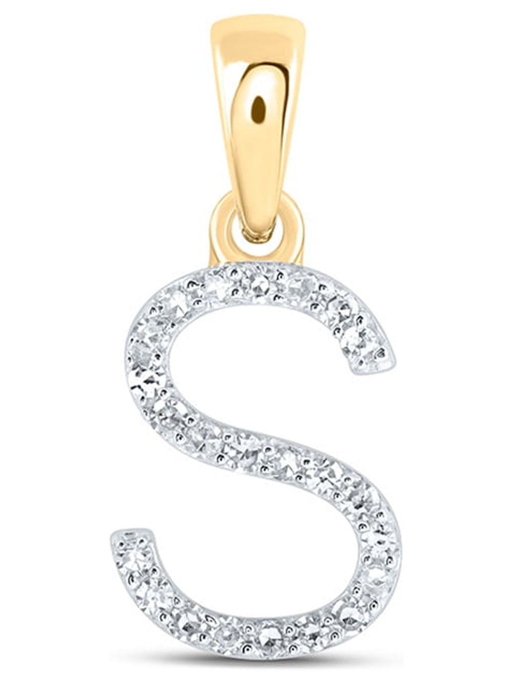 10kt Yellow Gold Womens Round Diamond S Initial Letter Pendant 1/10 ...
