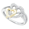 10kt Yellow Gold Womens Round Diamond Two-tone Double Heart Ring 1/10 Cttw - Walmart.com
