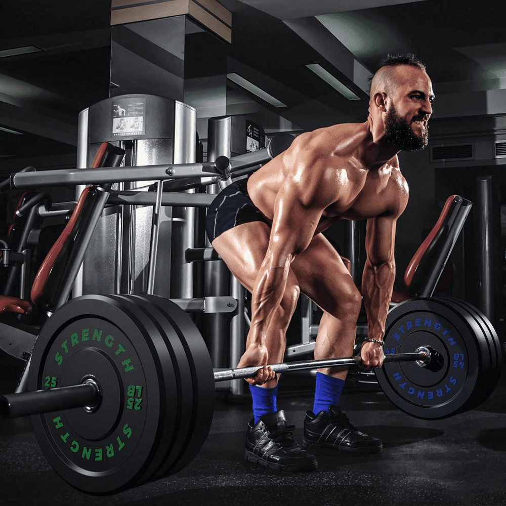 10lb-55lb Bumper Plates, 2-Inch Weight Plates With Steel Hub, Green ...