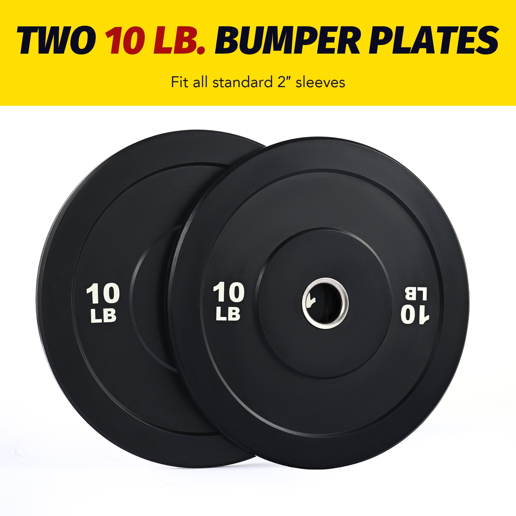 10lb Bumper Plate Set 2" Olympic Weight Plates for Strength Training ...