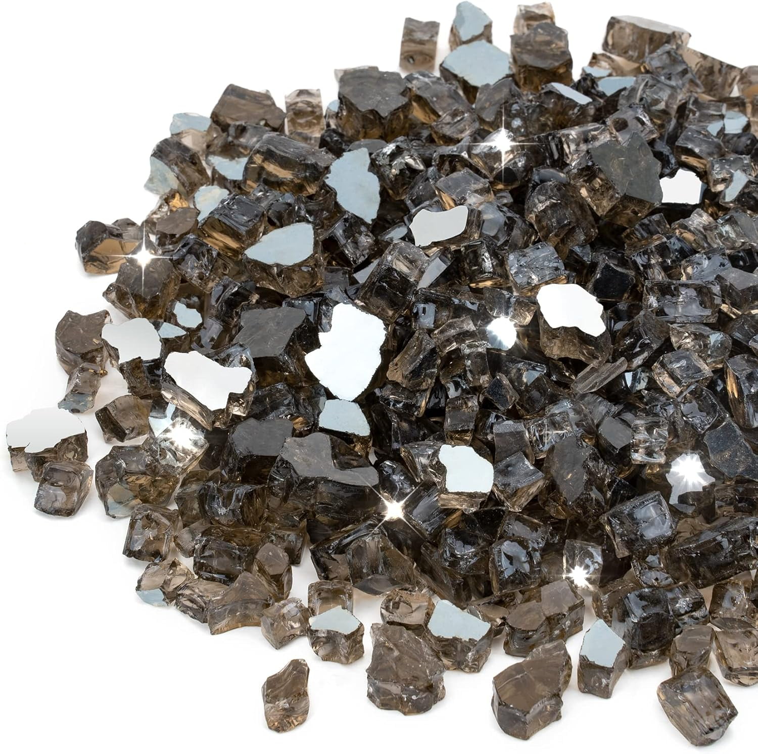 10lb Fire Glass - 1/2 Inch Reflective Tempered Fire Glass for ...