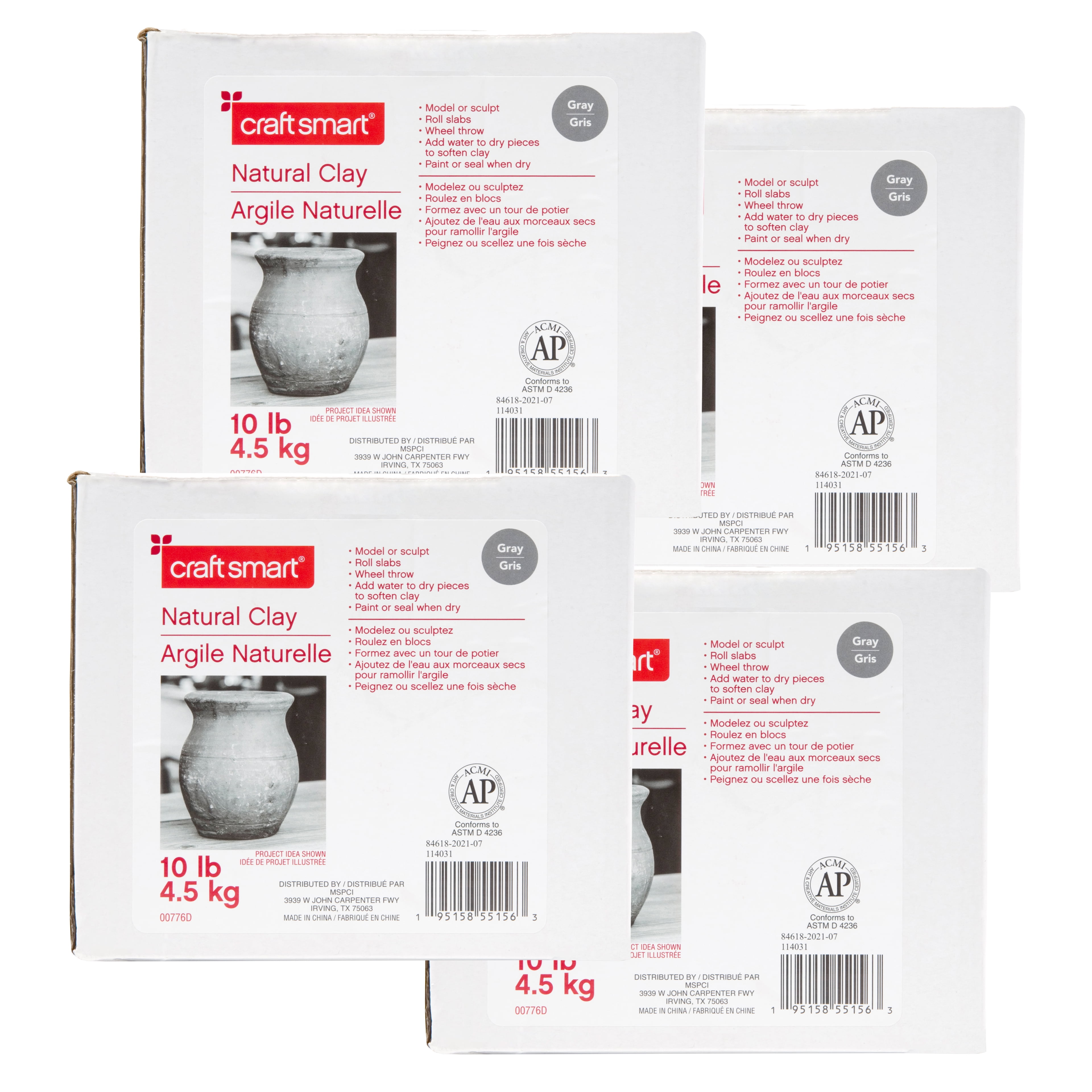 10lb Gray Natural Air-Dry Clay by Craft Smart - Non-Toxic Clay for Hand ...